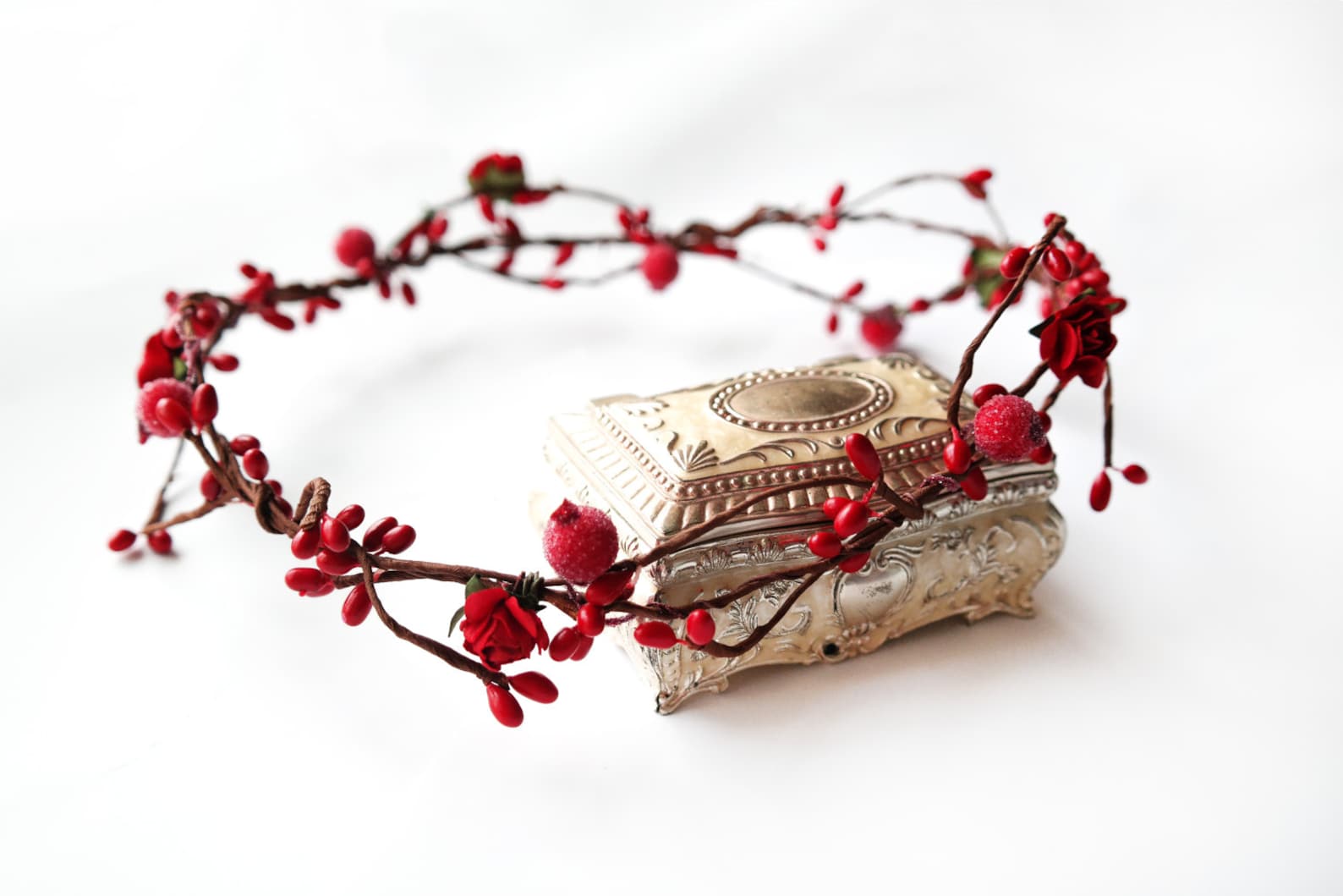 Christmas Floral Crown Winter Flower Crown Holly Headpiece - Etsy