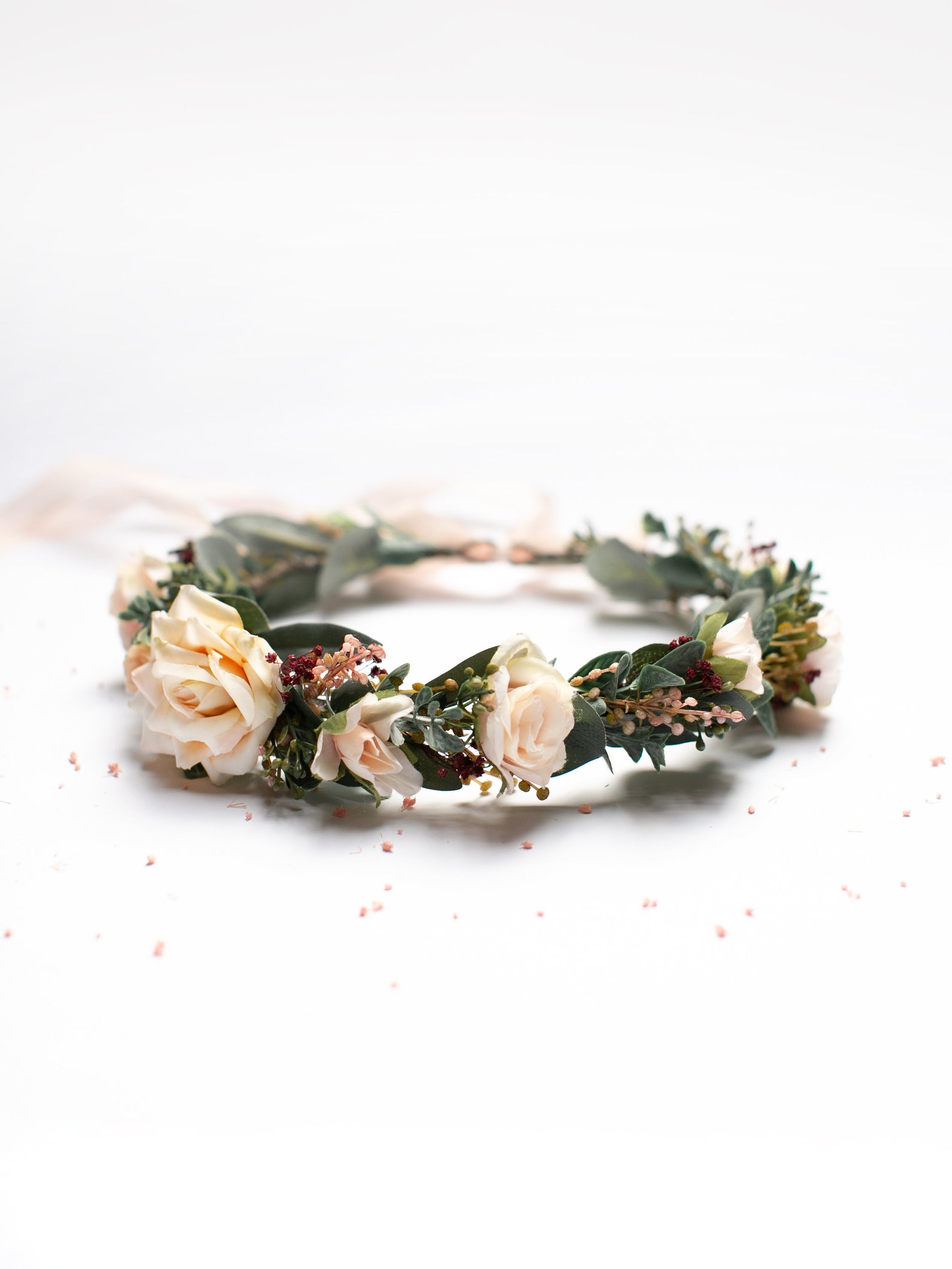 Rustic Floral Crown Blush Wedding Crown Bridesmaid - Etsy