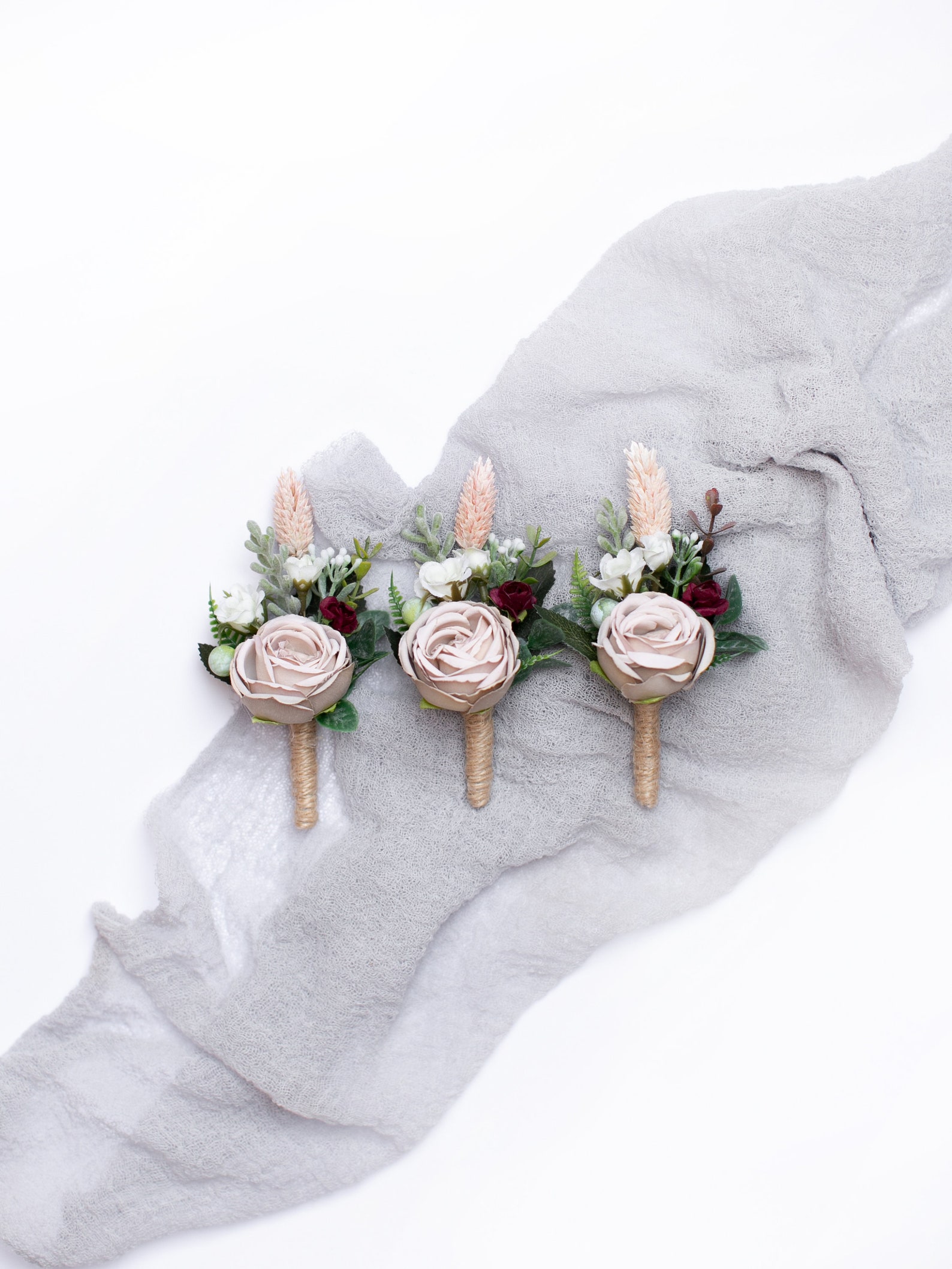 Boho flower boutonniere Blush floral buttonhole Man's | Etsy