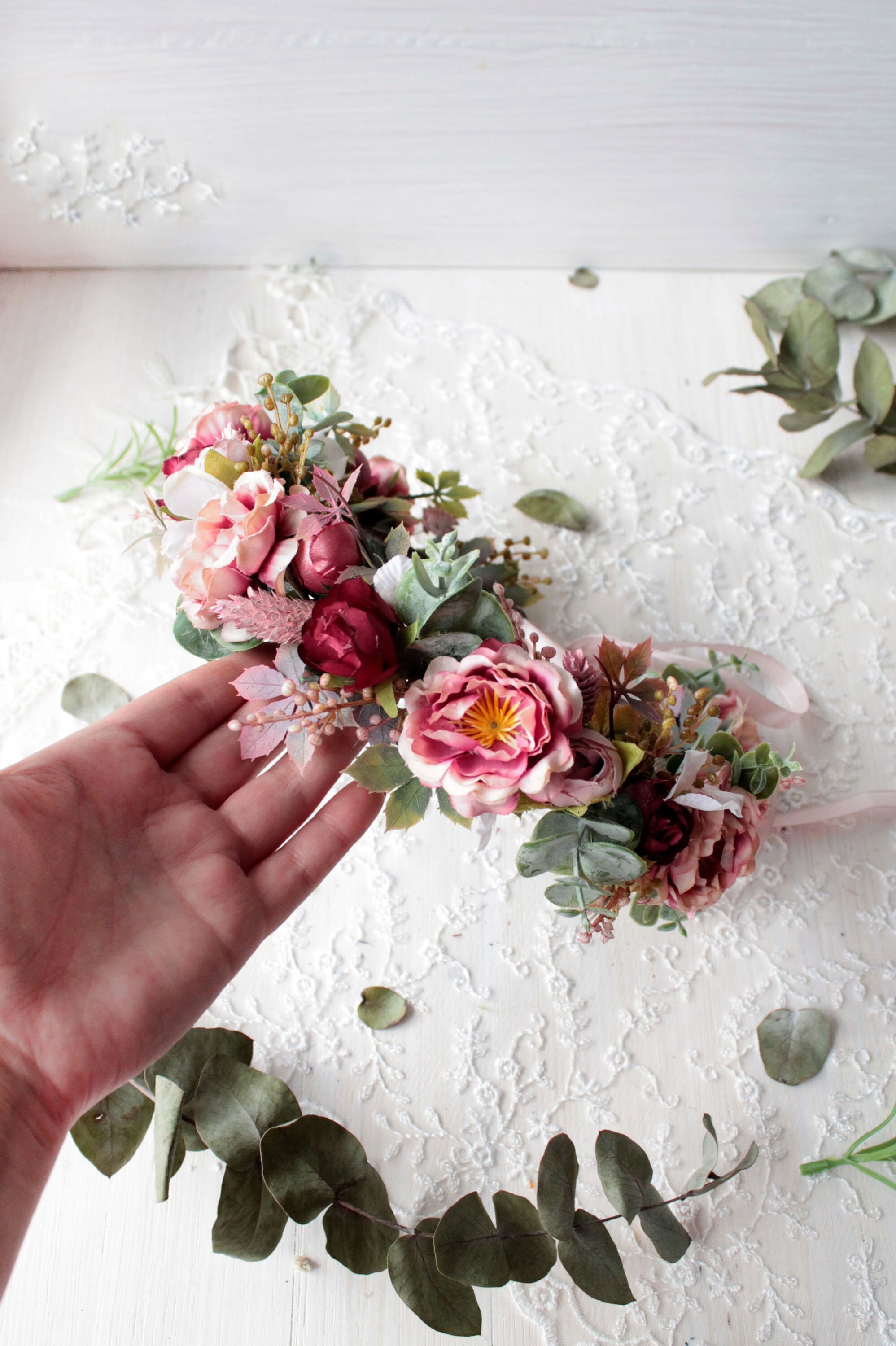 Rustic Wedding Crown Rose Gold Hairpiece Flower Girl Crown - Etsy