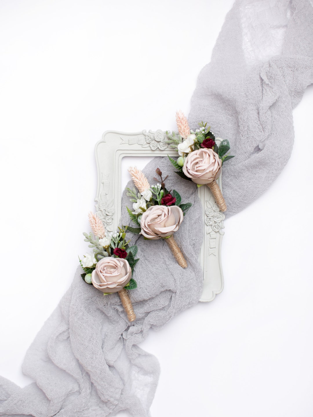 Boho Flower Boutonniere, Blush Floral Buttonhole, Man's Boutonniere ...