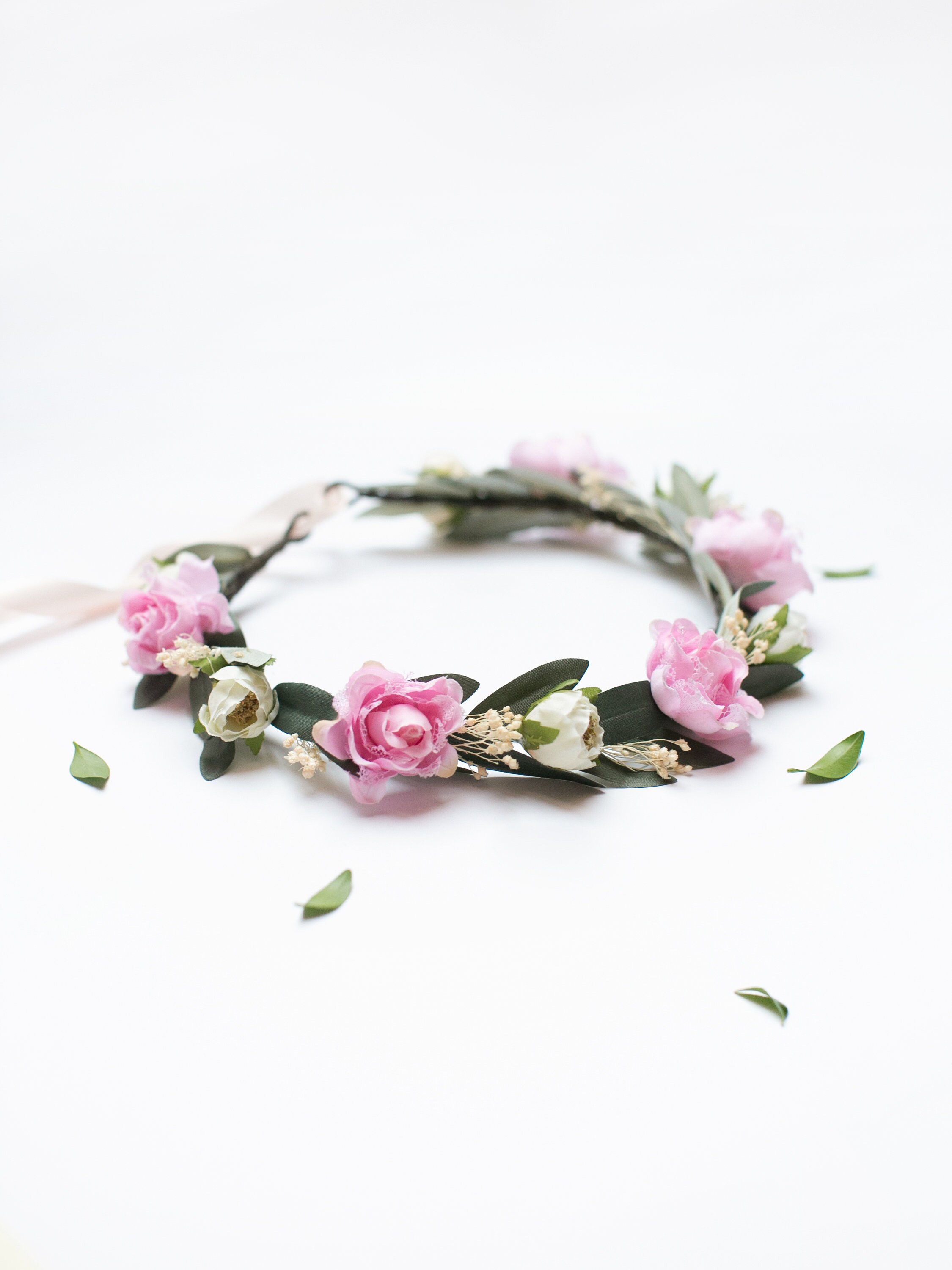 Flower Girl Crown Rustic Wedding Headpiece Bridal Floral | Etsy