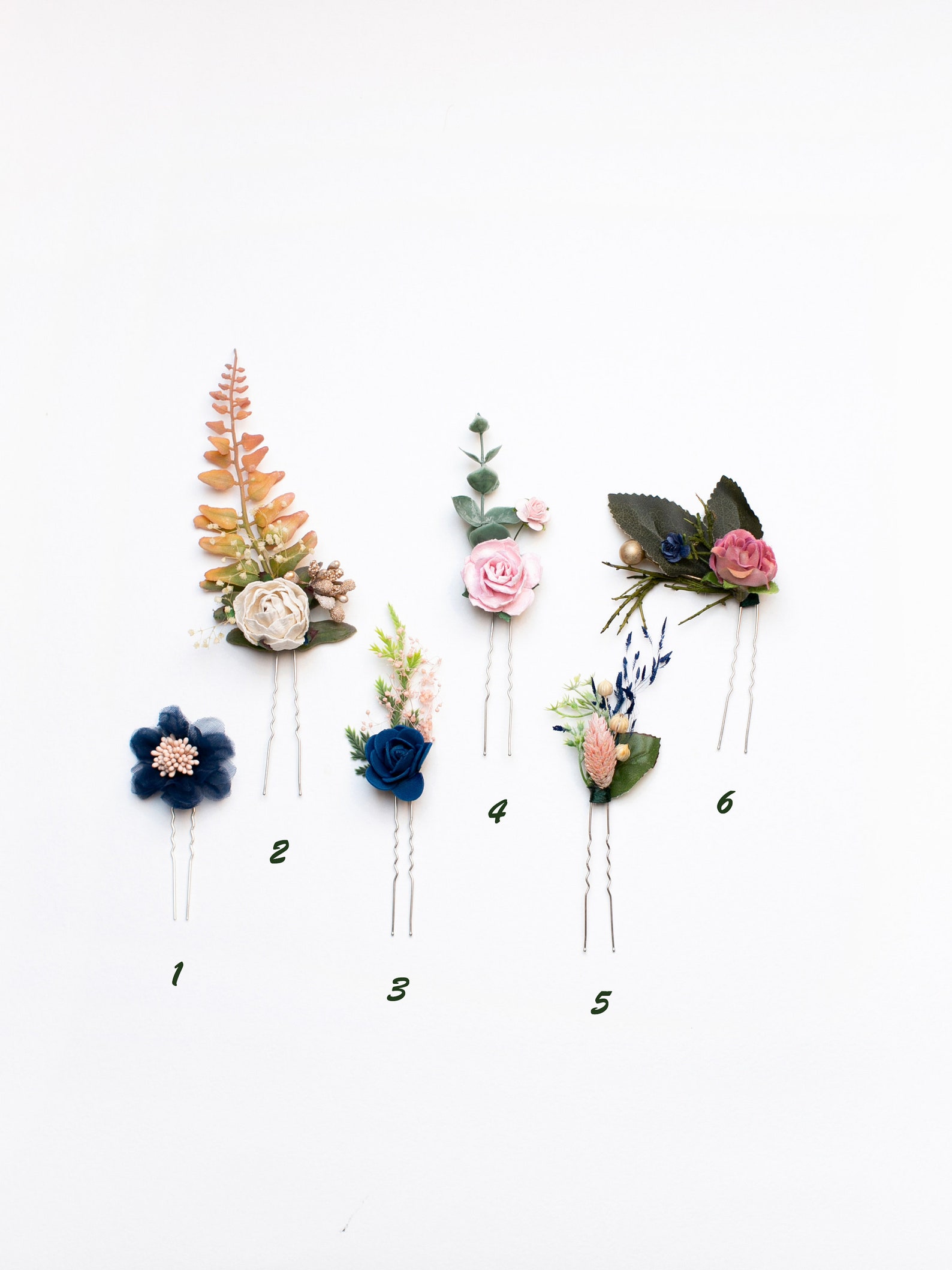 Navy Blue Flower Hair Pin, Flower Hairpiece, Bridesmaid Hairpin, Bridal ...