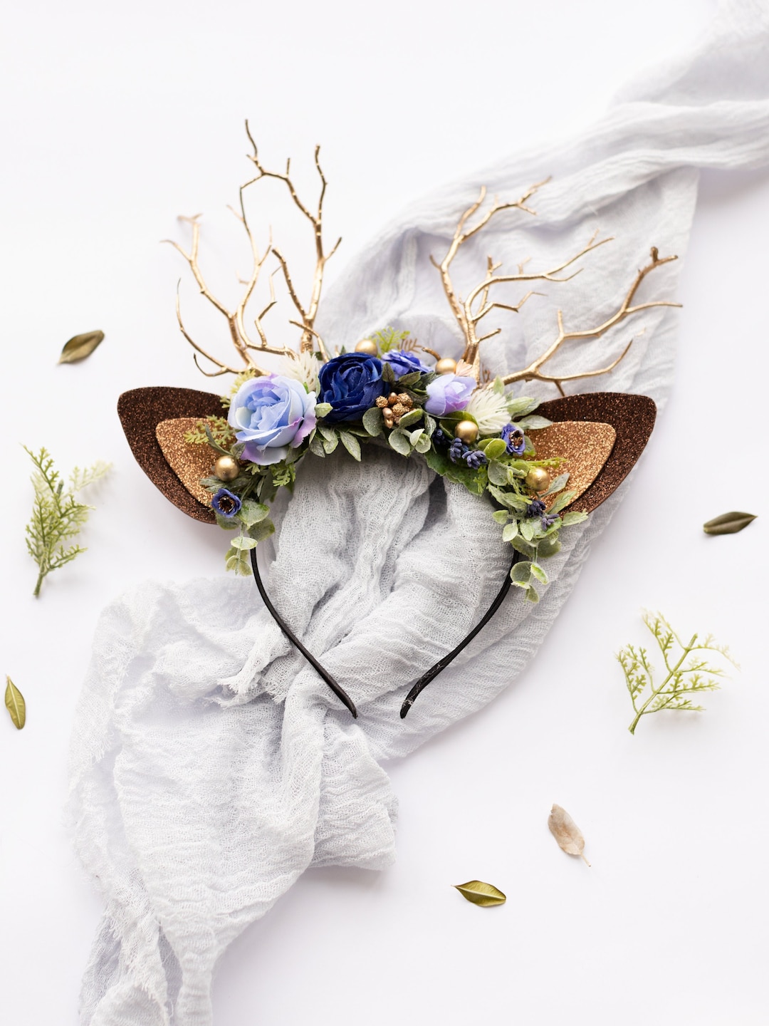 Winter Deer Ears Headband, Christmas Photoshoot, Reindeer Antler ...