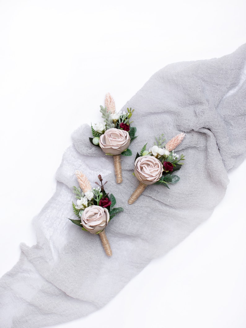 Boho flower boutonniere Blush floral buttonhole Man's | Etsy