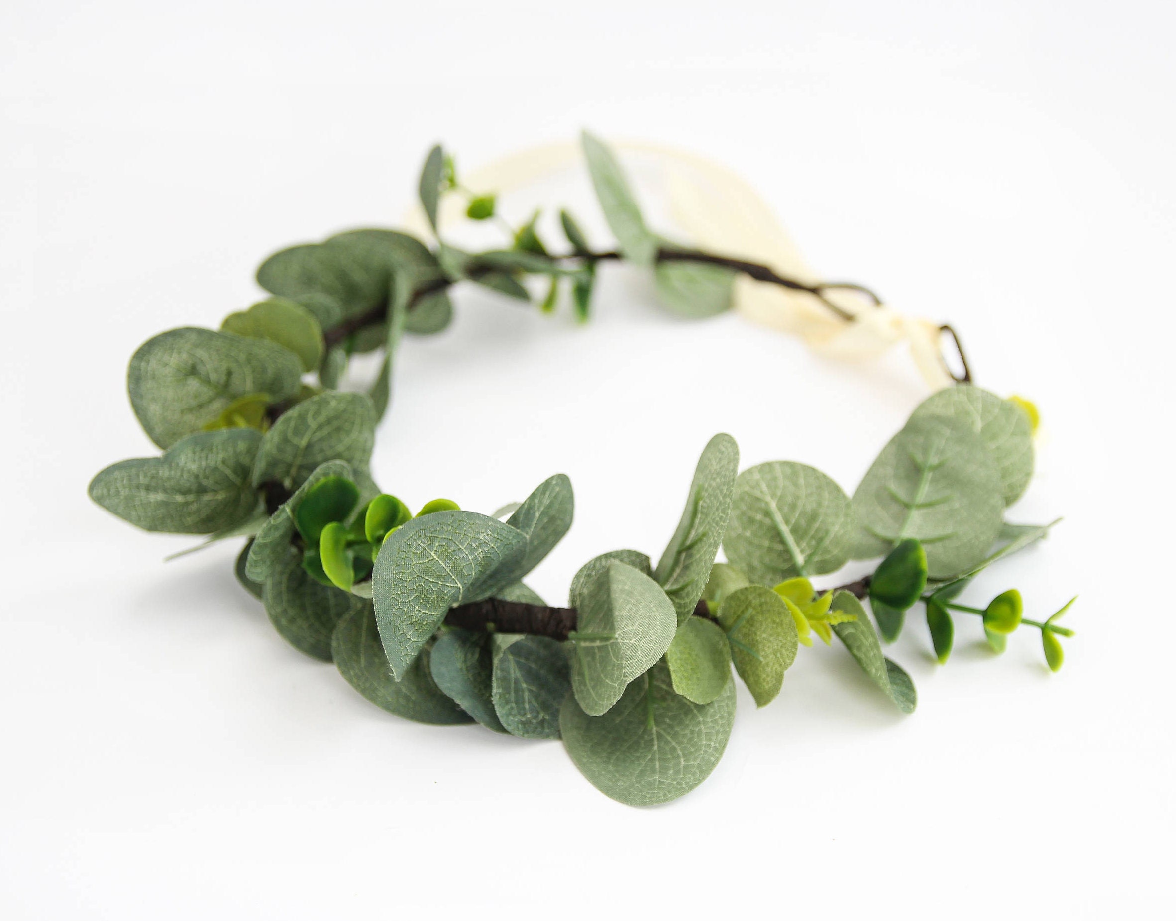 Greenery Wedding Crown, Eucalyptus Flower Crown, Woodland Halo, Green ...