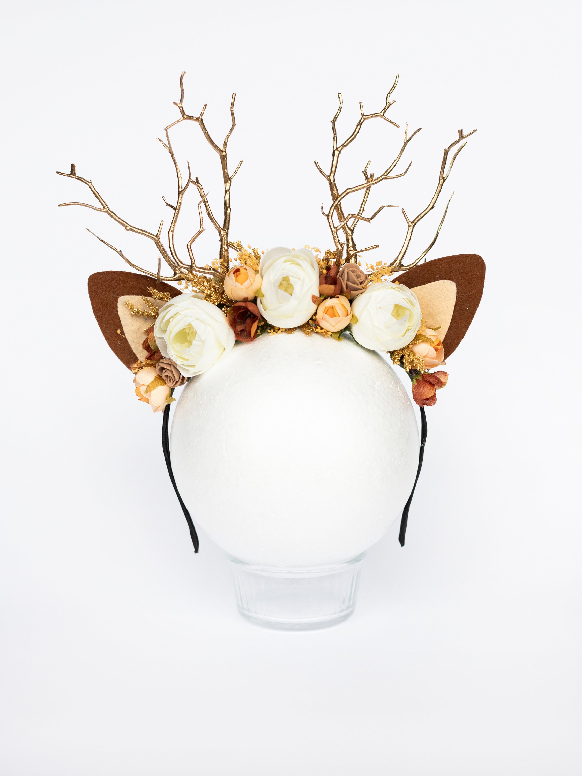 Deer Antler Headband, Christmas Flower Headband, Reindeer Antler ...