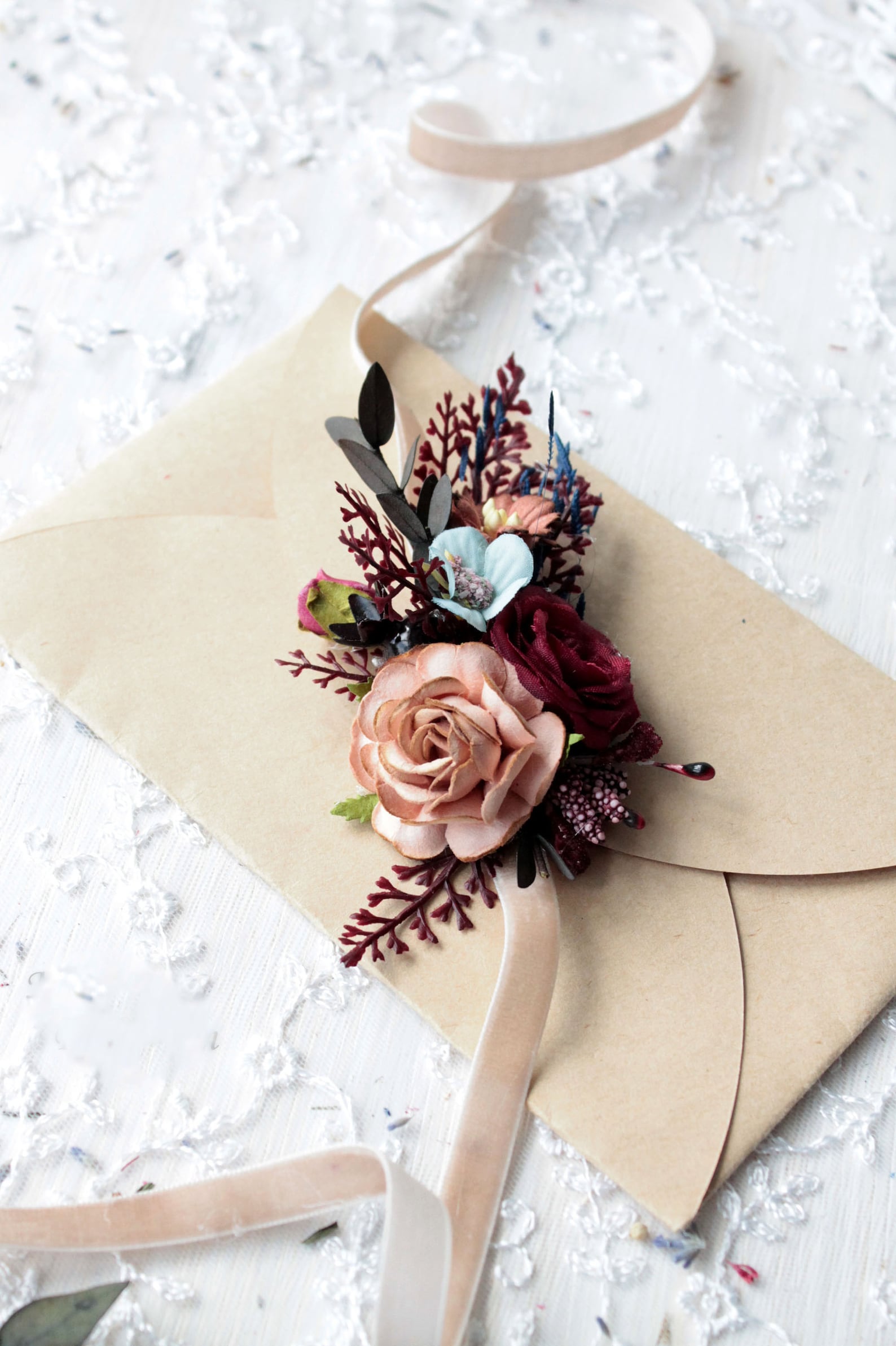 Maroon Wrist Corsage Men's Boutonniere Burgundy - Etsy