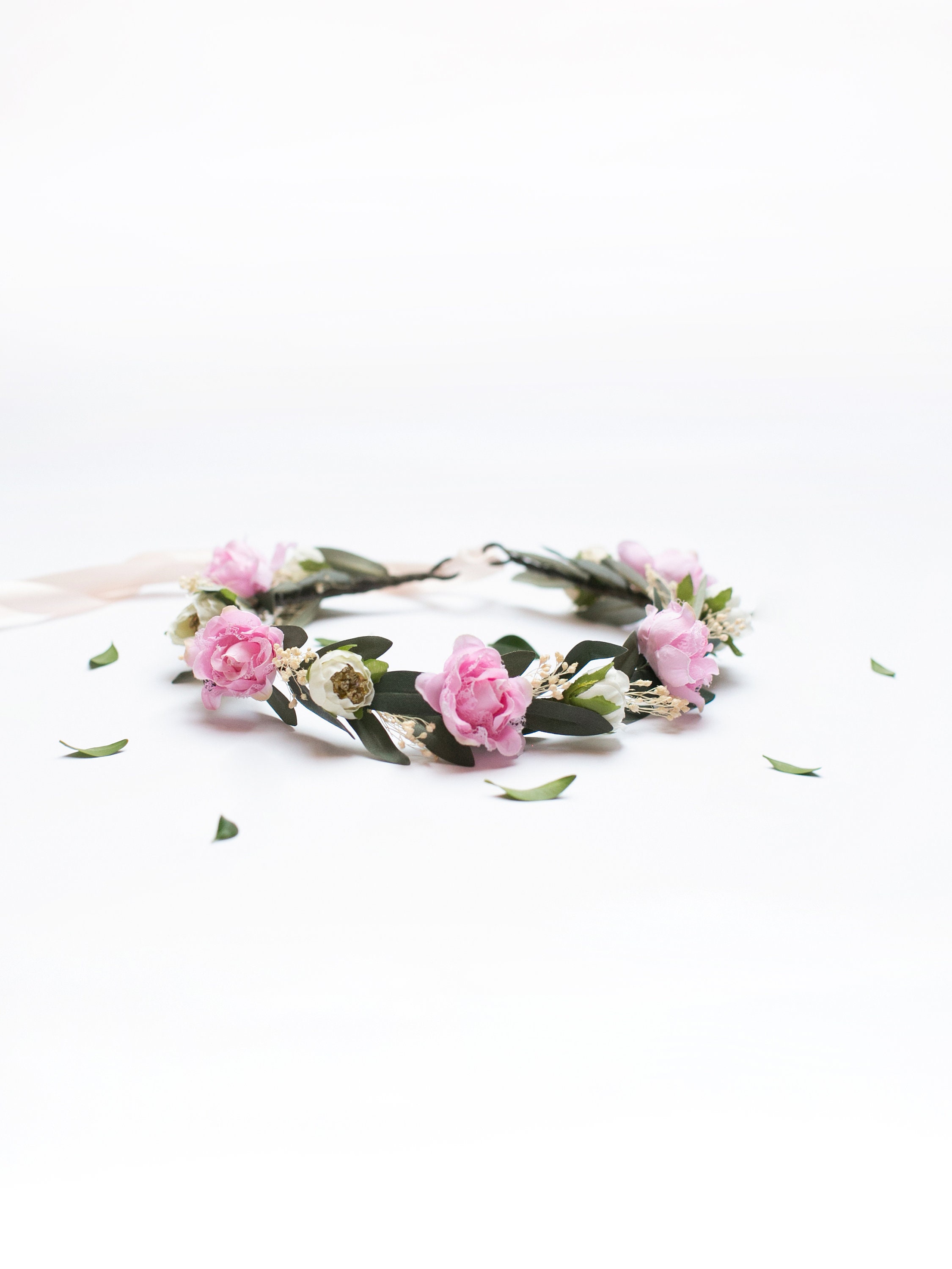 Flower Girl Crown Rustic Wedding Headpiece Bridal Floral | Etsy