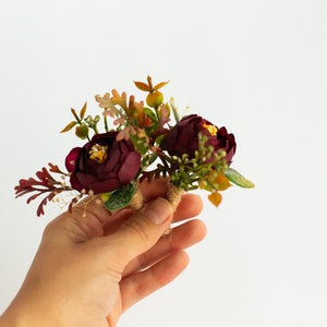 Boutonniere, Groomsmen Buttonhole Burgundy, Grooms Boutonniere Set ...