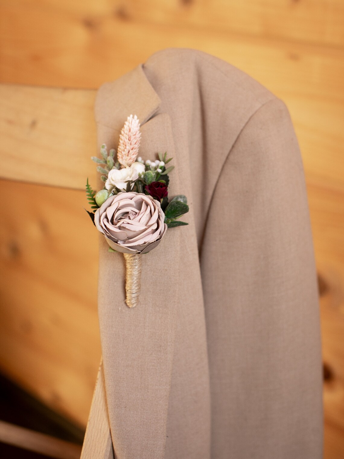 Boho flower boutonniere Blush floral buttonhole Man's | Etsy