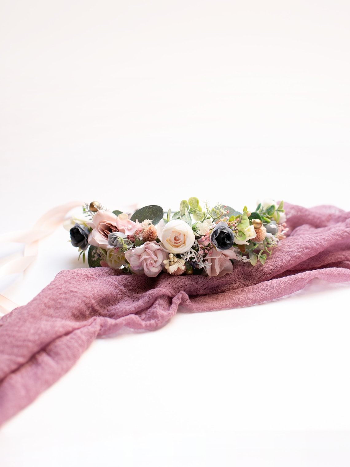 Wedding Flower Crown Flower Headband Blush Floral Crown | Etsy