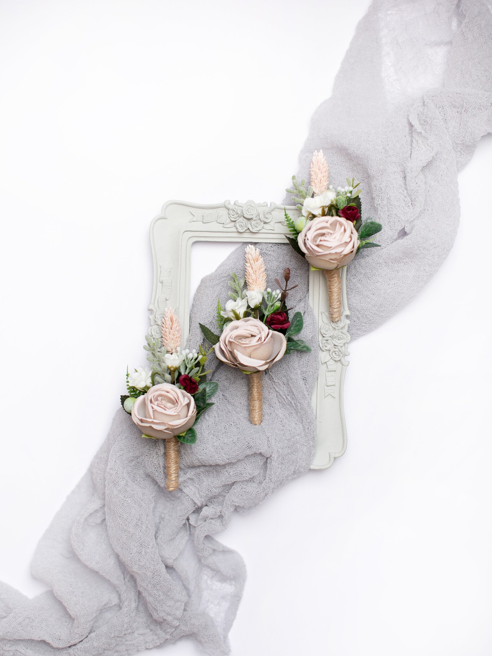 Boho flower boutonniere Blush floral buttonhole Man's | Etsy