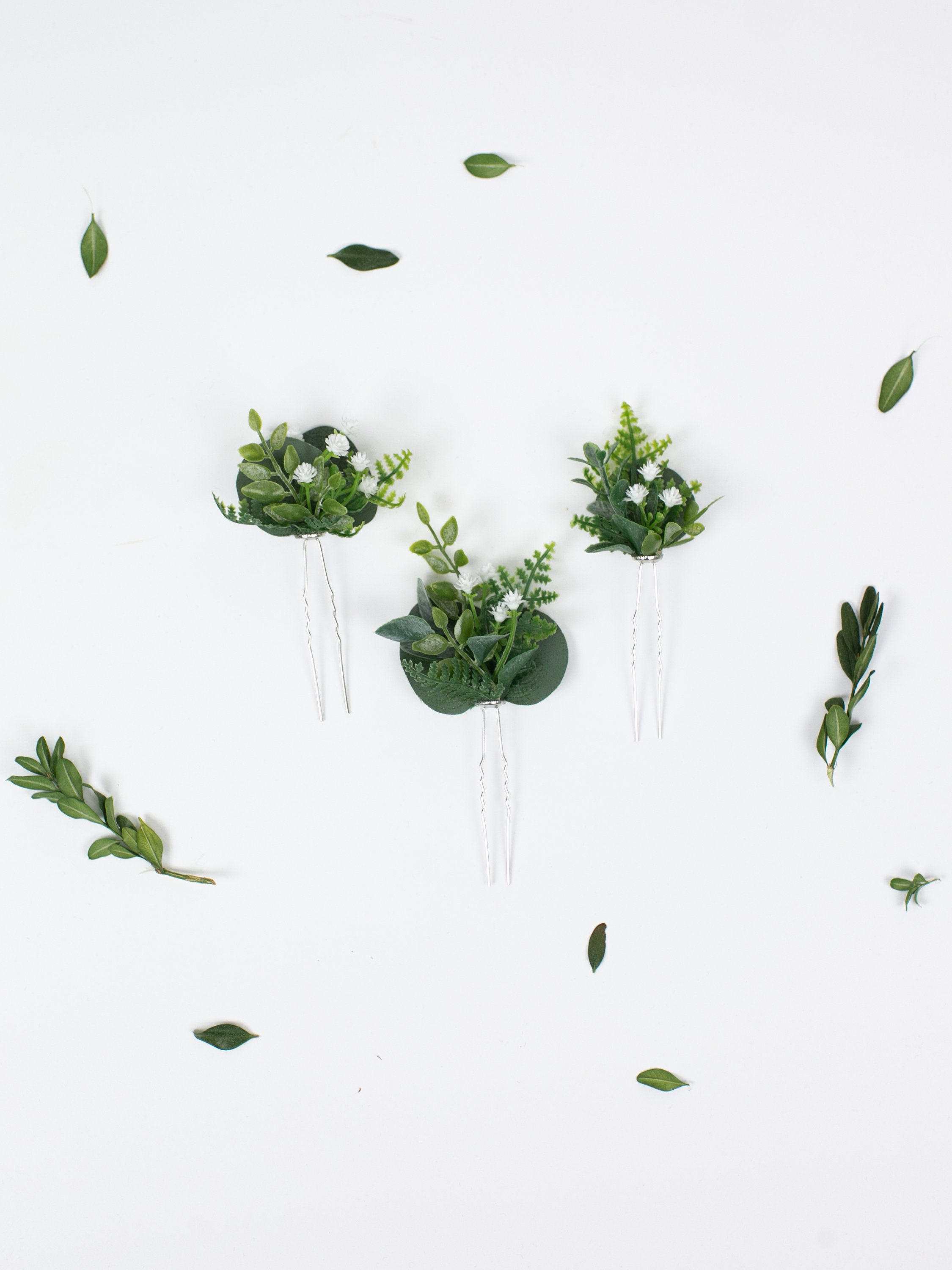 Greenery Flower Hair Pins, Flower Hair Pins, Flower Bobby Pins, Wedding ...