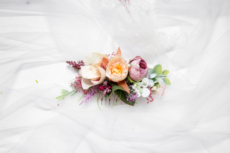 Lilac Flower Hair Comb Coral Floral Comb Bridal Hair Comb | Etsy