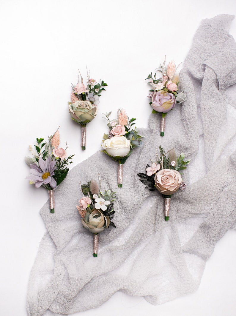 Boho Flower Boutonniere Blush Floral Buttonhole Man's - Etsy