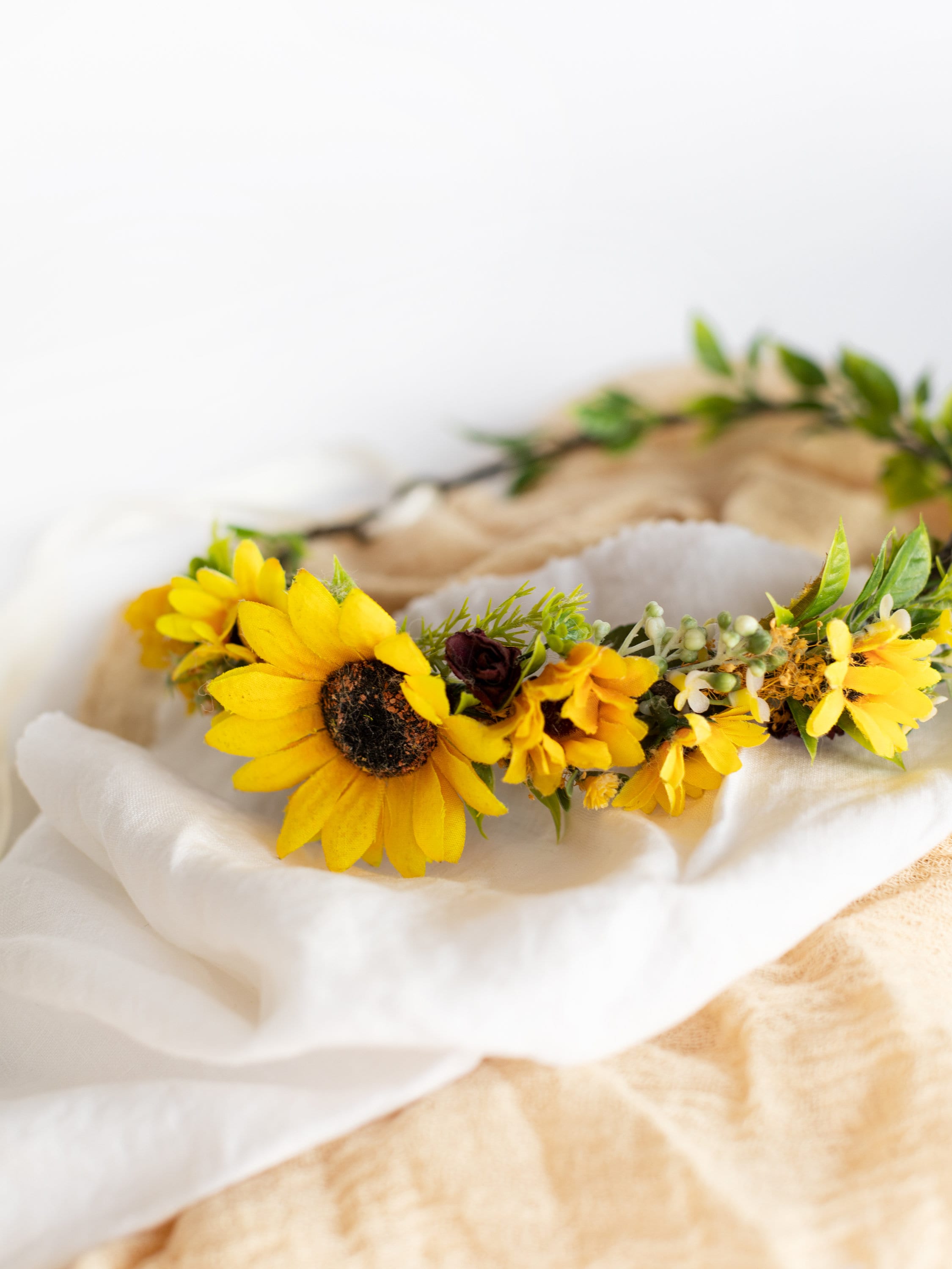 Woodland Crown, Sunflower Flower Crown, Bridal Flower Crown, Wedding ...