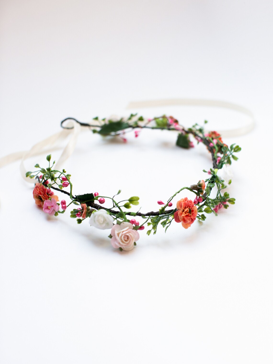 Coral Flower Crown Floral Crown Wedding Bridal Flower Crown - Etsy