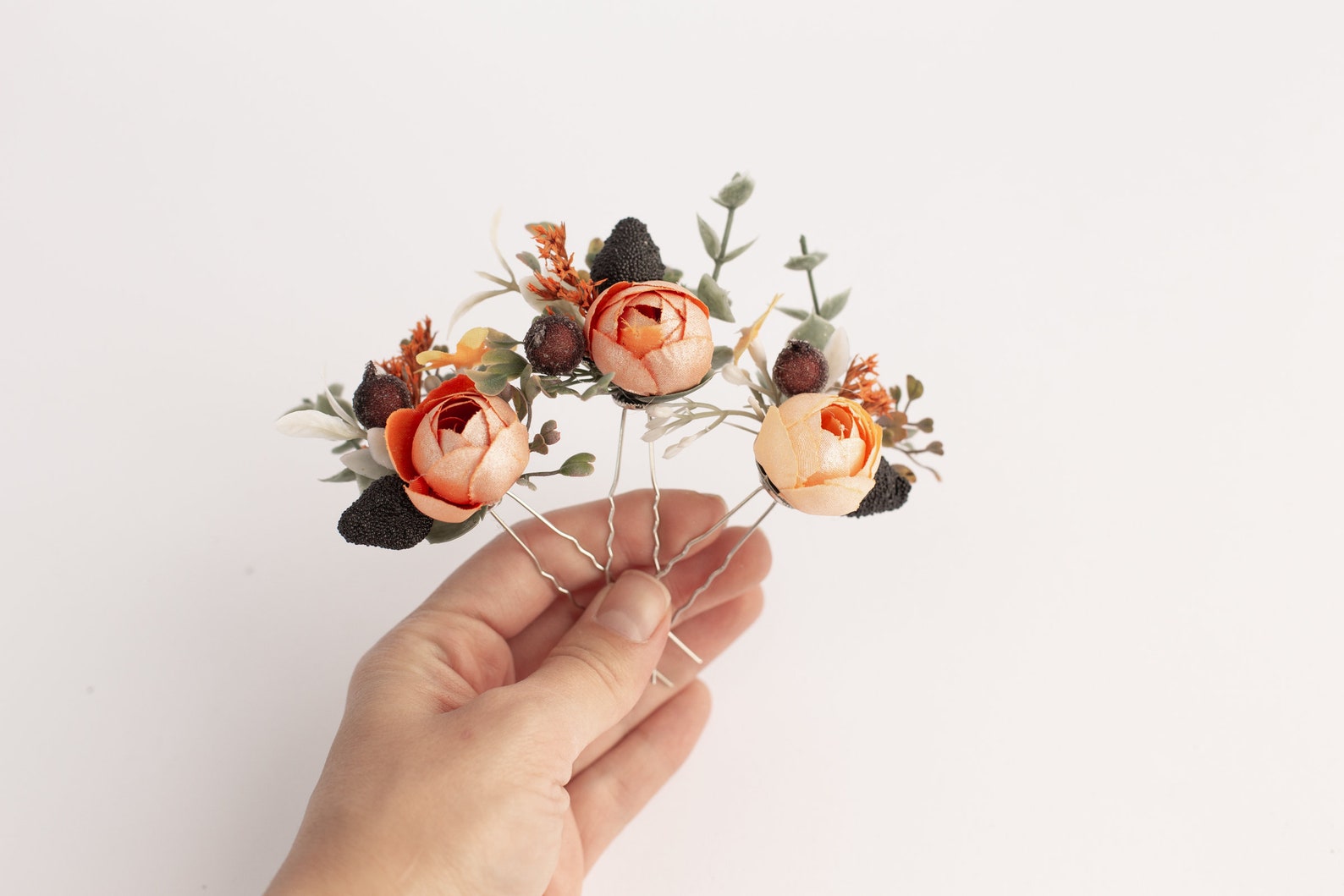 Coral Floral Hair Pins Flower Hair Piece Coral Headpiece | Etsy