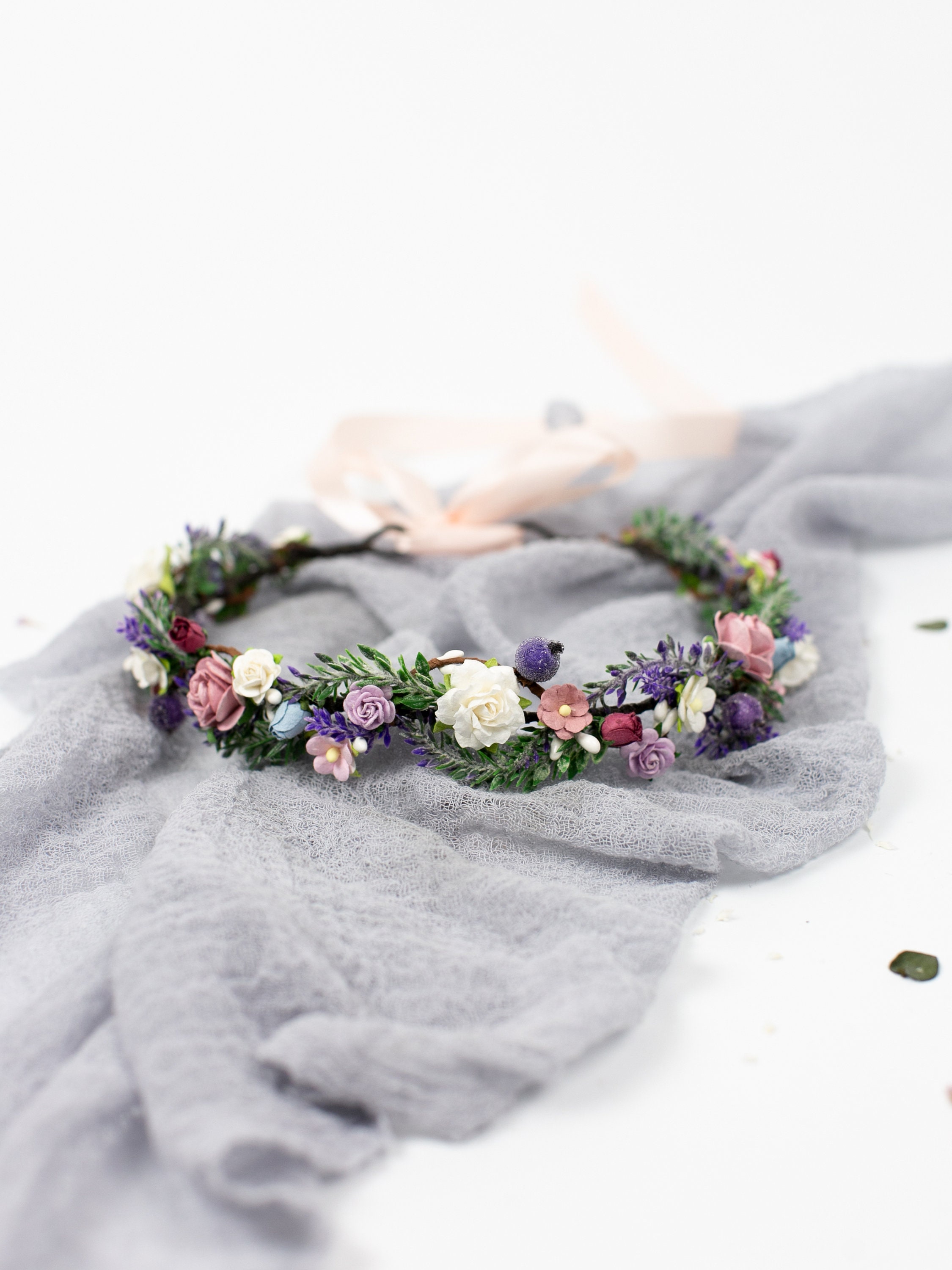 Lavender Floral crown Purple flower crown Wedding floral | Etsy