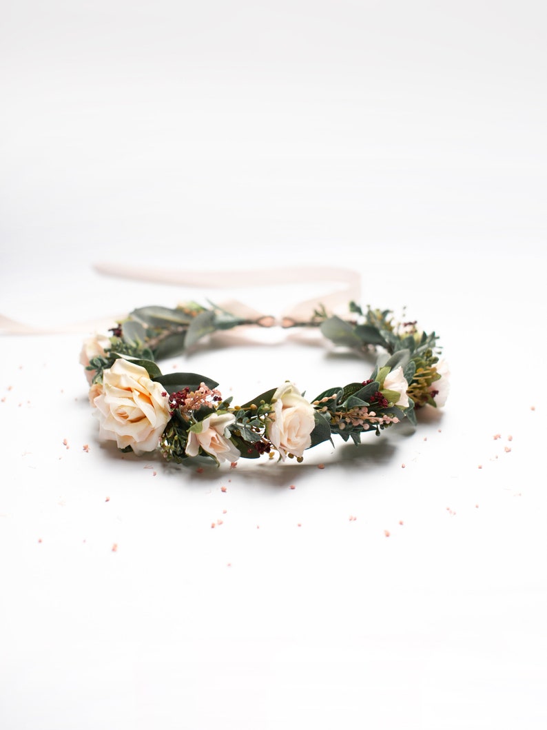 Rustic Floral Crown Blush Wedding Crown Bridesmaid - Etsy