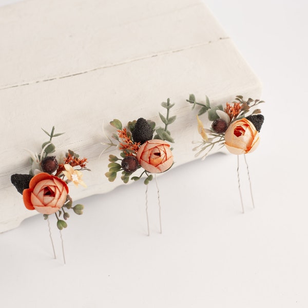 Coral Flower Hair Pin - Etsy