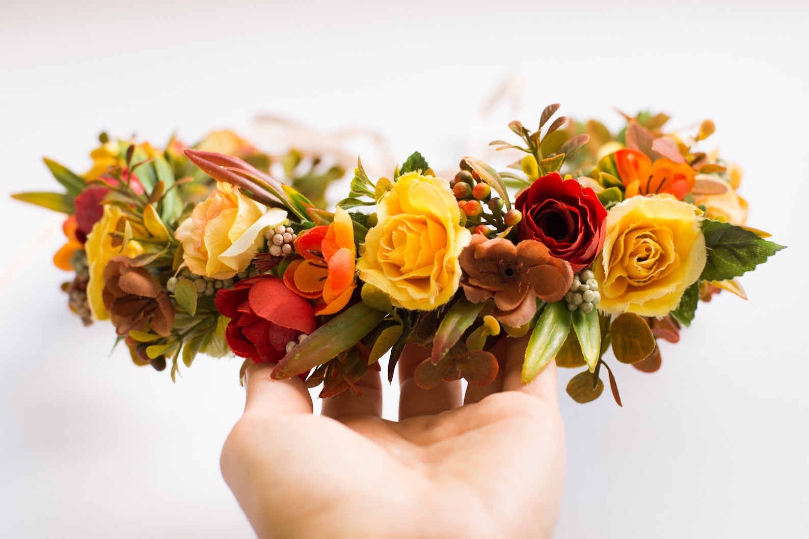 Bridal flower crown fall crown rustic floral headpiece | Etsy