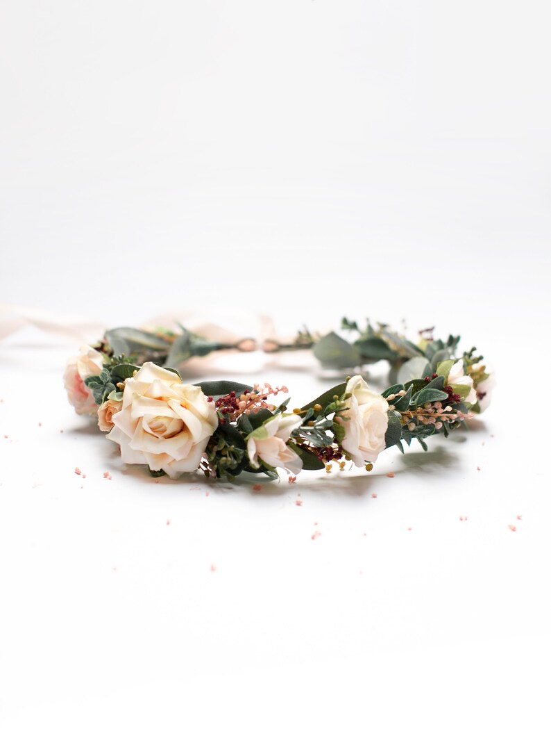Rustic Floral Crown Blush Wedding Crown Bridesmaid - Etsy