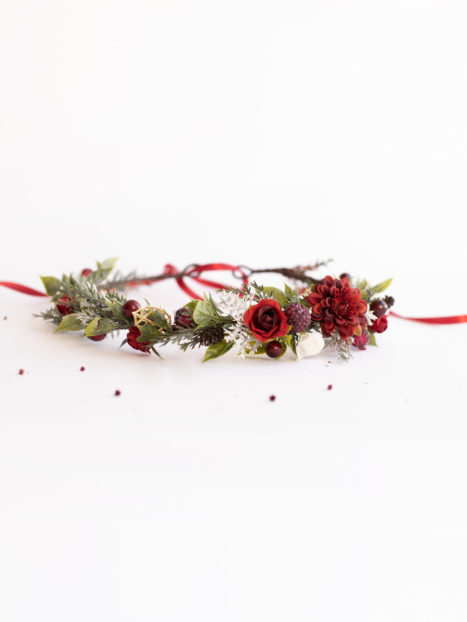 Pine Cone Crown Red Berry Hair Piece Woodland Christmas - Etsy