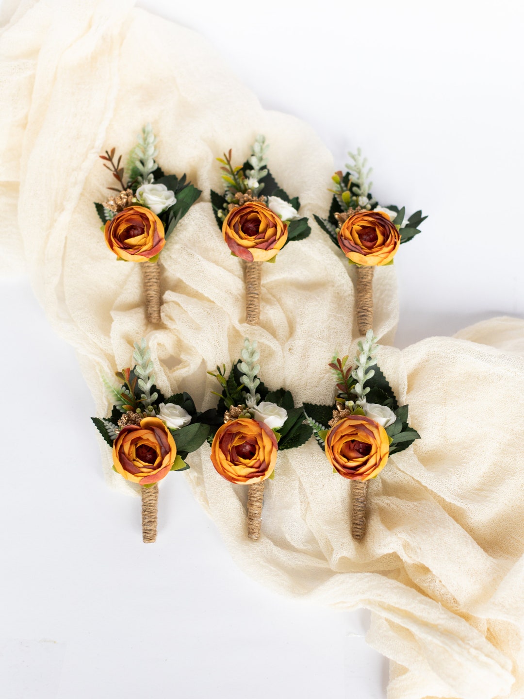 Burnt Orange Boutonniere, Boutonniere for Men, Wedding Boutonniere ...