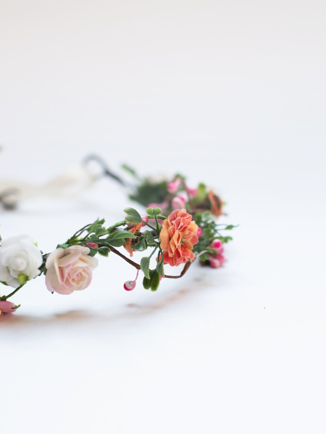 Coral Flower Crown Floral Crown Wedding Bridal Flower Crown | Etsy