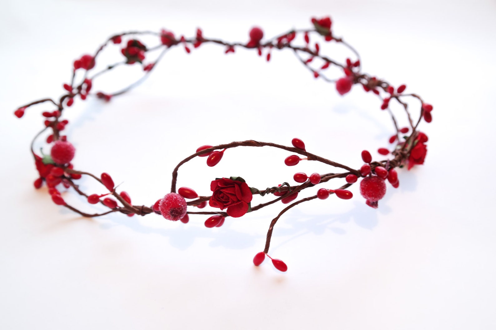 Christmas Floral Crown Winter Flower Crown Holly Headpiece - Etsy