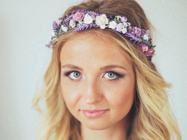 Lavender Wedding Flower Crown Lavender Floral Crown Wedding - Etsy
