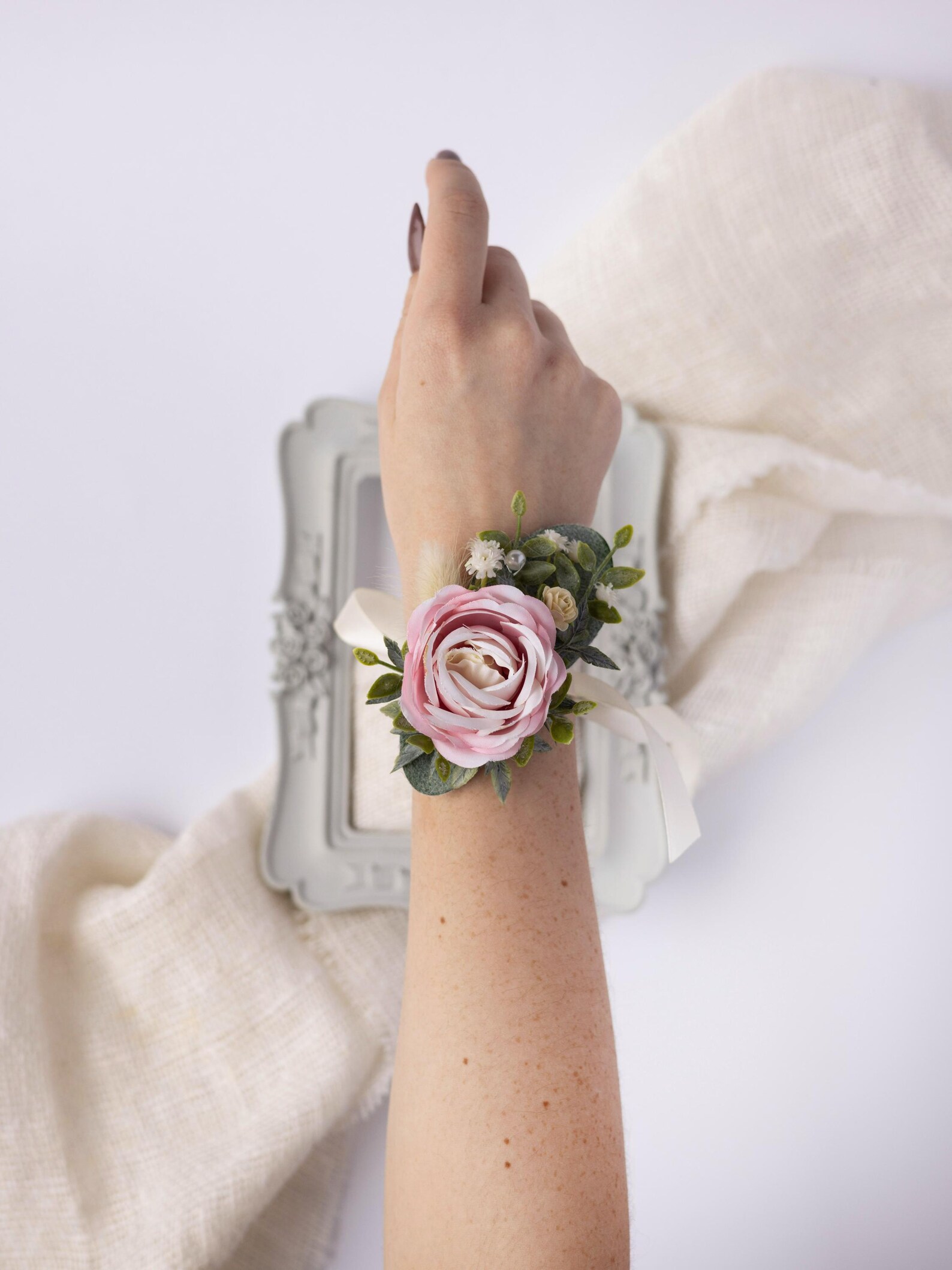 Custom Wrist Corsage Silk Floral Bracelet Bohemian Wedding Bachelorette ...