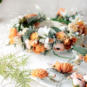 Beige Flower Crown, Bridesmaid Headpiece, Wedding Floral Hairpiece ...