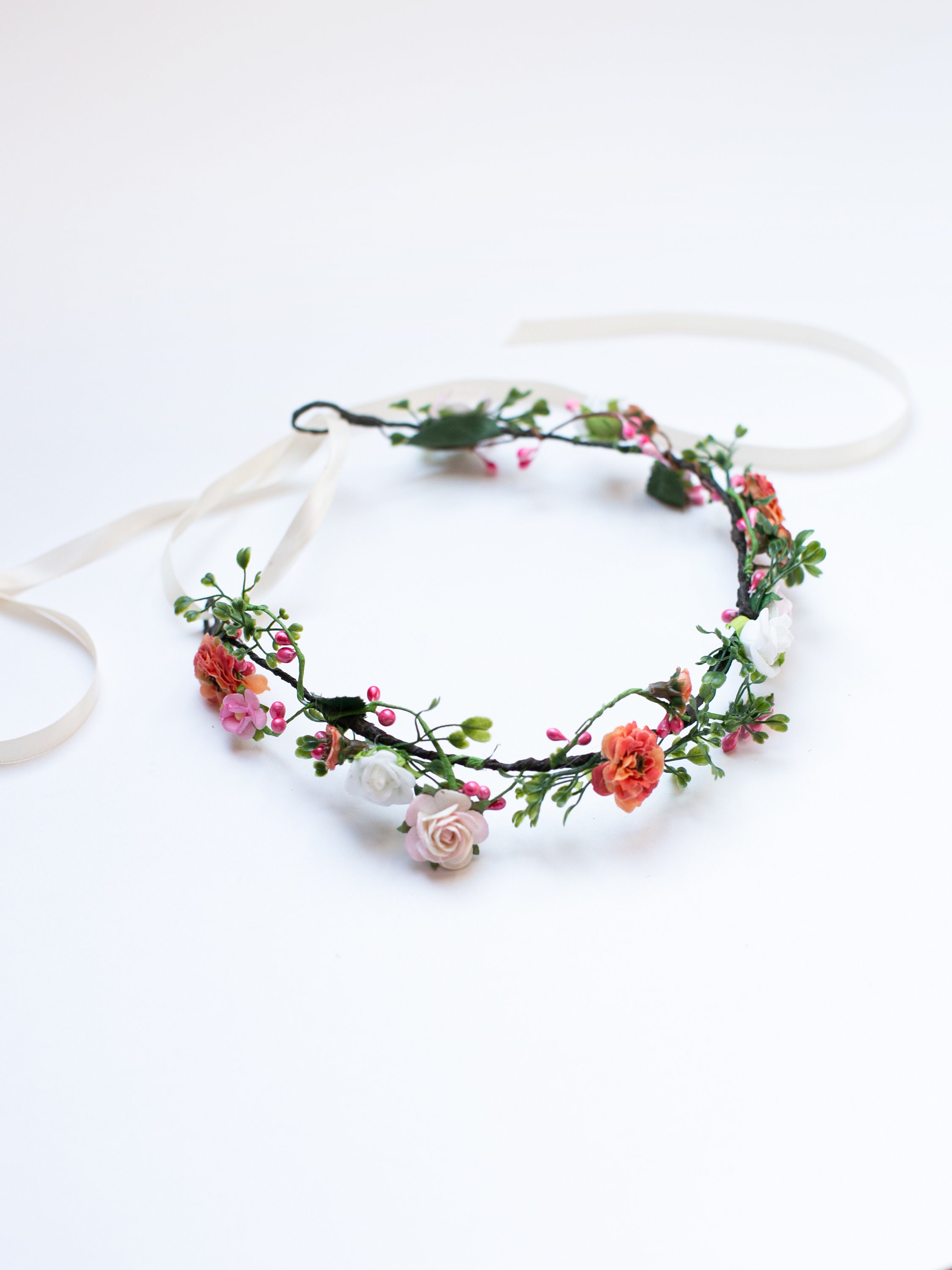 Coral Flower Crown Floral Crown Wedding Bridal Flower Crown - Etsy