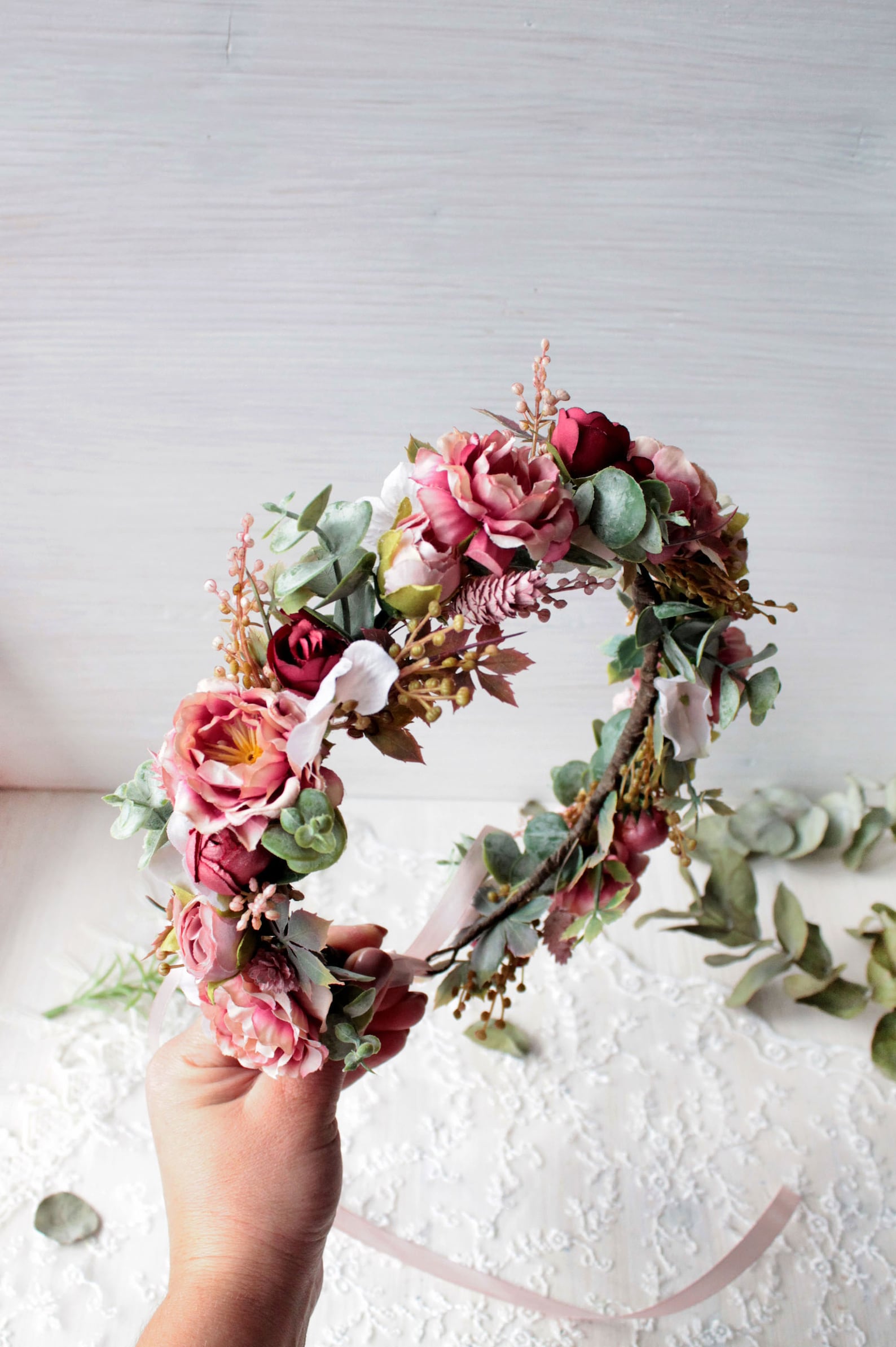 Rustic Wedding Crown, Rose Gold Hairpiece, Flower Girl Crown ...