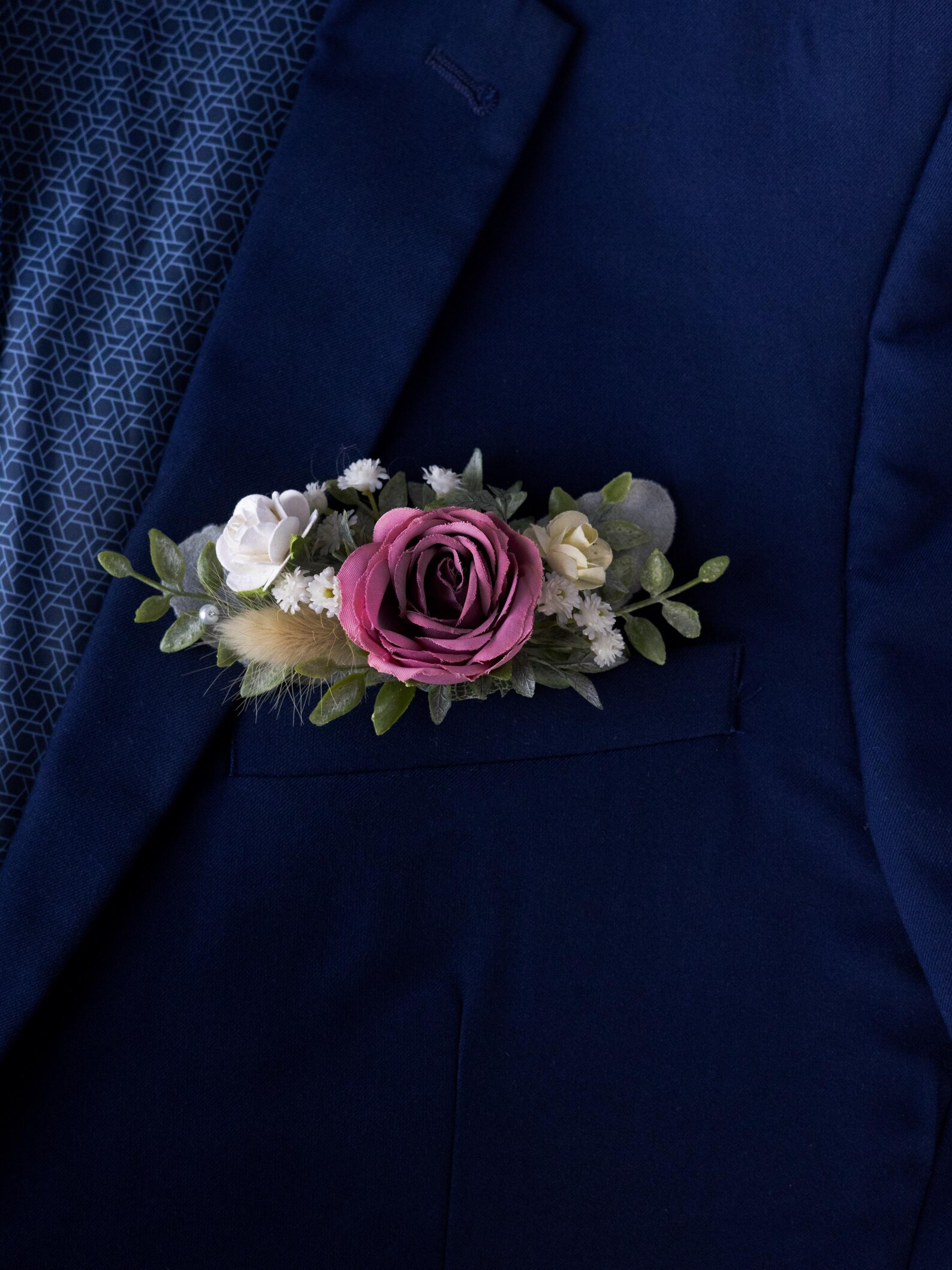 Dusty Pink Rose Corsage Boutonniere Pocket for Groom Prom Arm Bridal ...