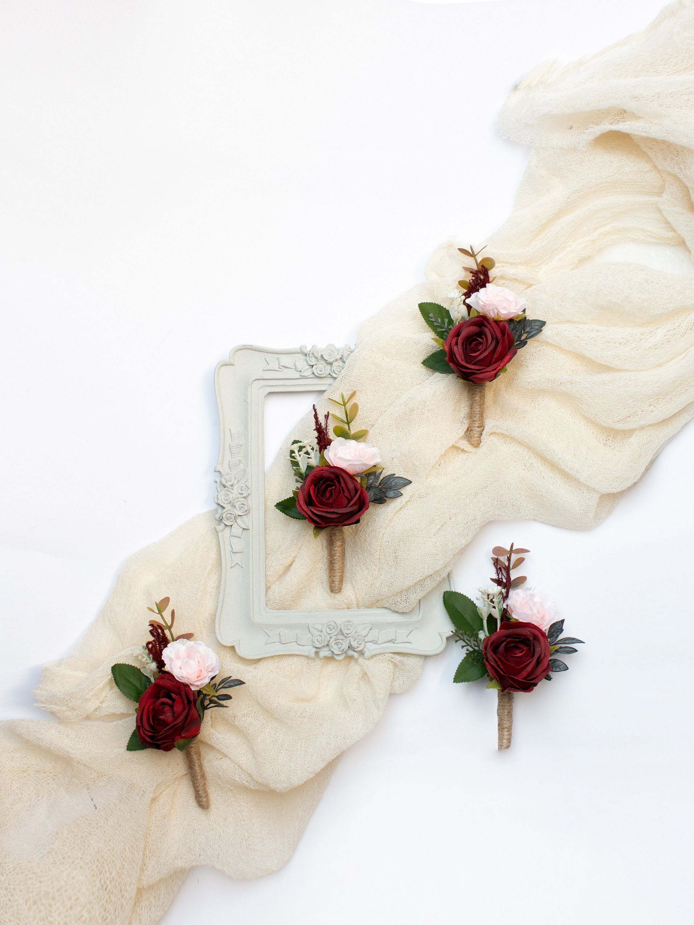 Groom's Boutonniere, Burgundy Flower Buttonhole, Men's Floral ...