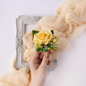 Yellow Prom Corsage and Boutonniere Set, Rose Bridal Wrist Corsage ...