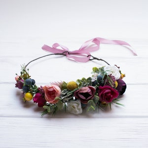 Plum Flower Crown, Purple Floral Crown, Floral Crown Wedding, Bridal ...