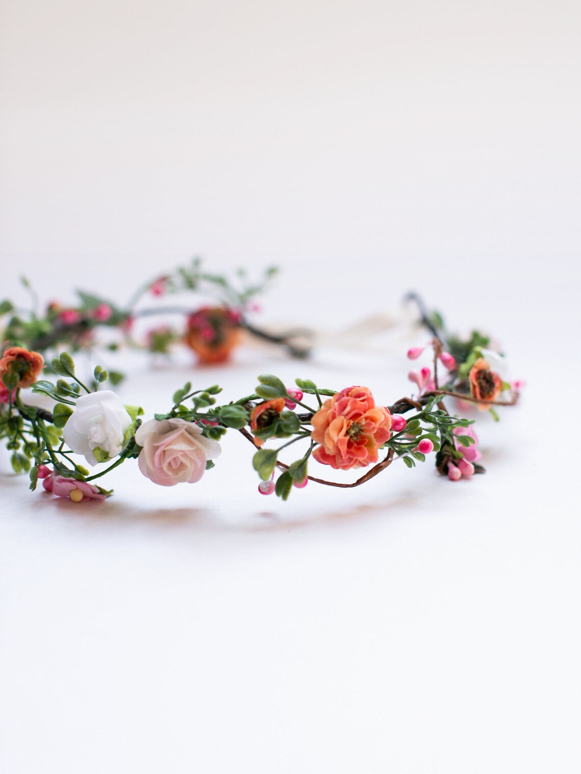 Coral Flower Crown Floral Crown Wedding Bridal Flower Crown - Etsy