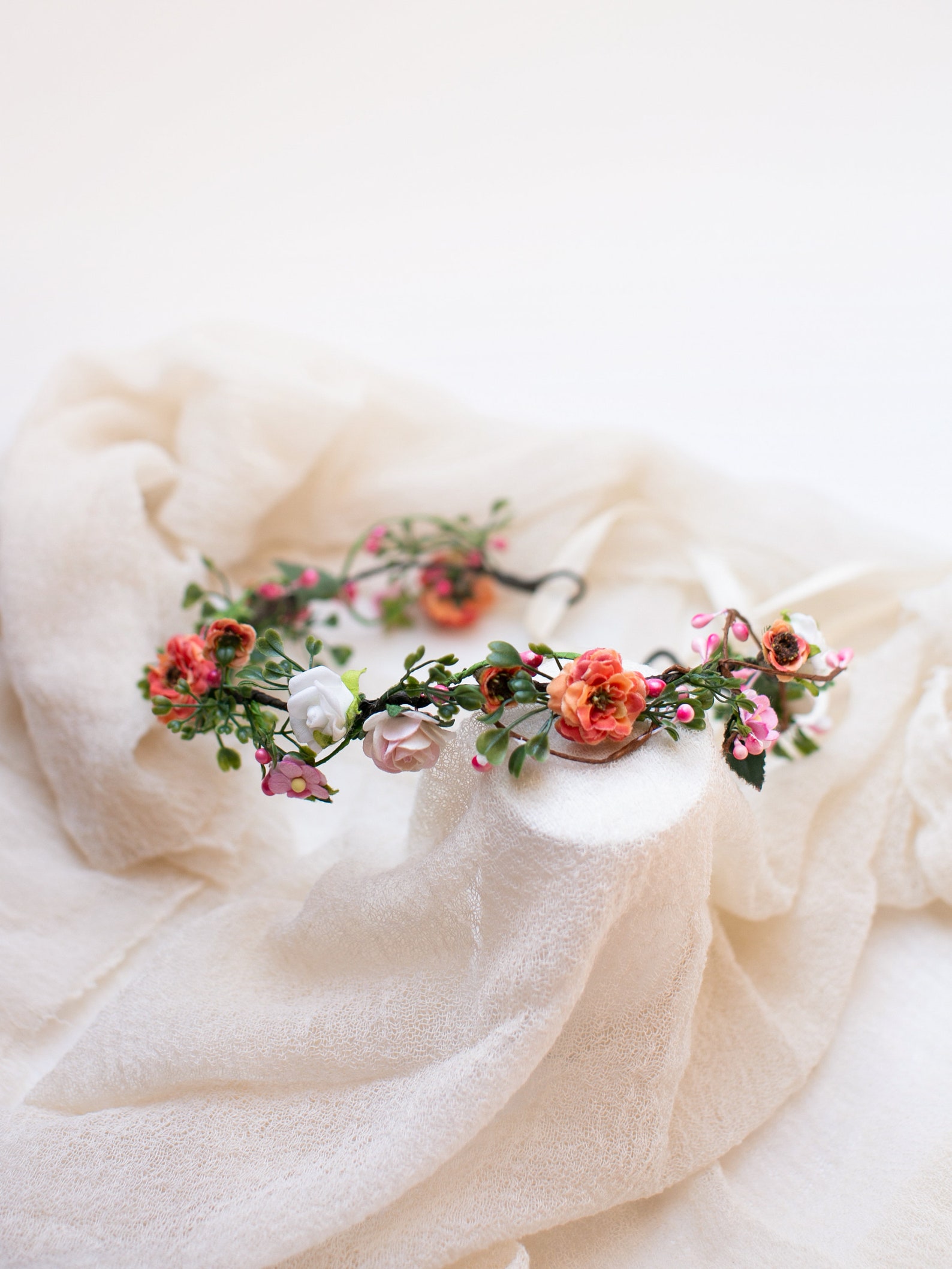 Coral Flower Crown Floral Crown Wedding Bridal Flower Crown | Etsy