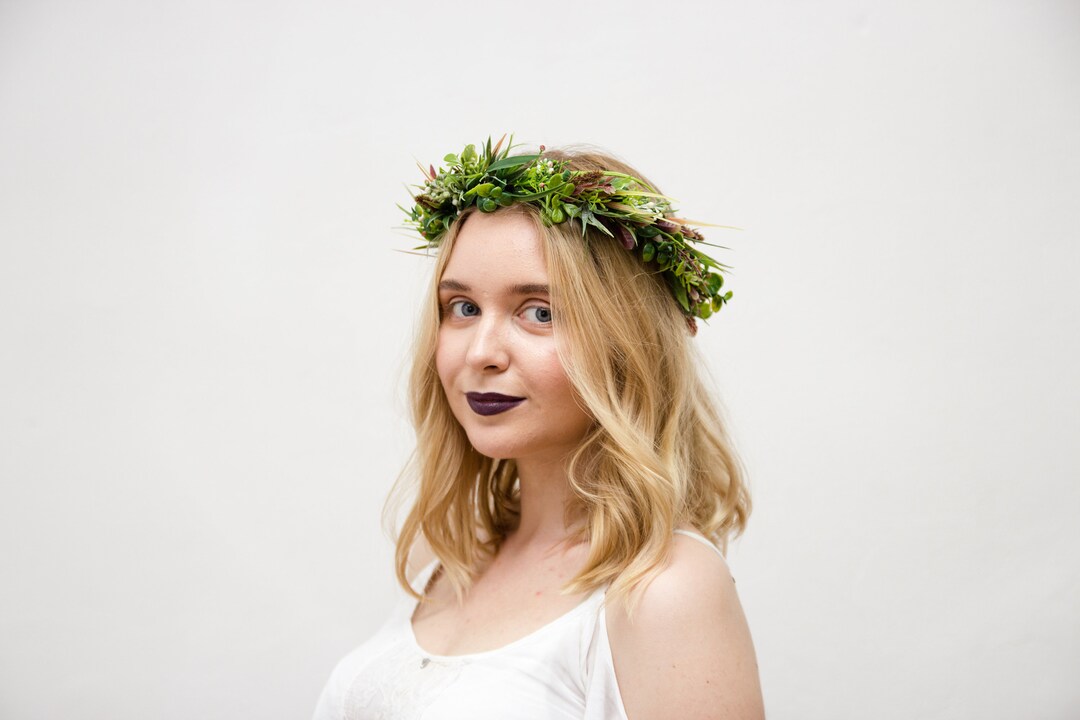 Greenery Wedding, Head Piece for Bride, Summer Bridal Crown, Floral ...
