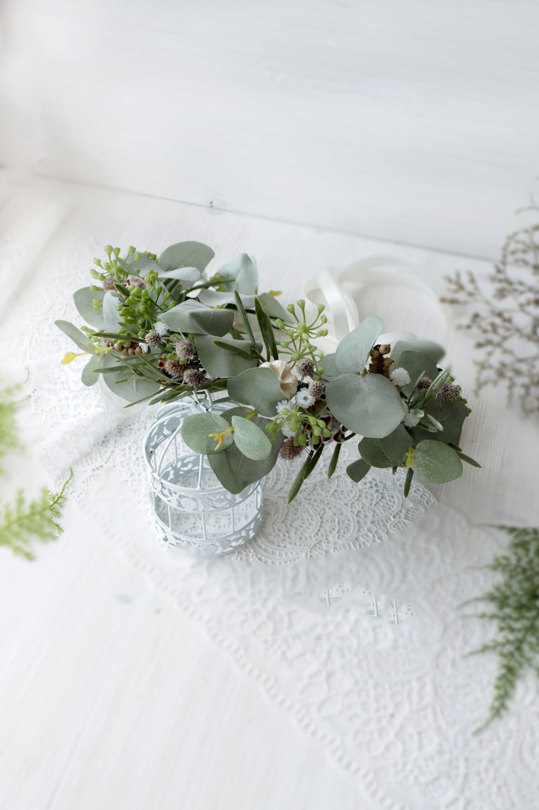 Greenery Crown, Flower Girl Crown, Eucalyptus Flower Hairpiece, Boho ...