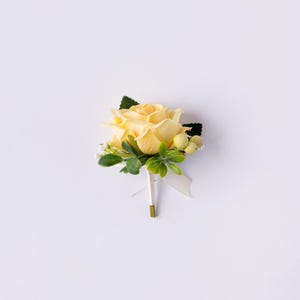 Yellow Prom Corsage and Boutonniere Set, Rose Bridal Wrist Corsage ...