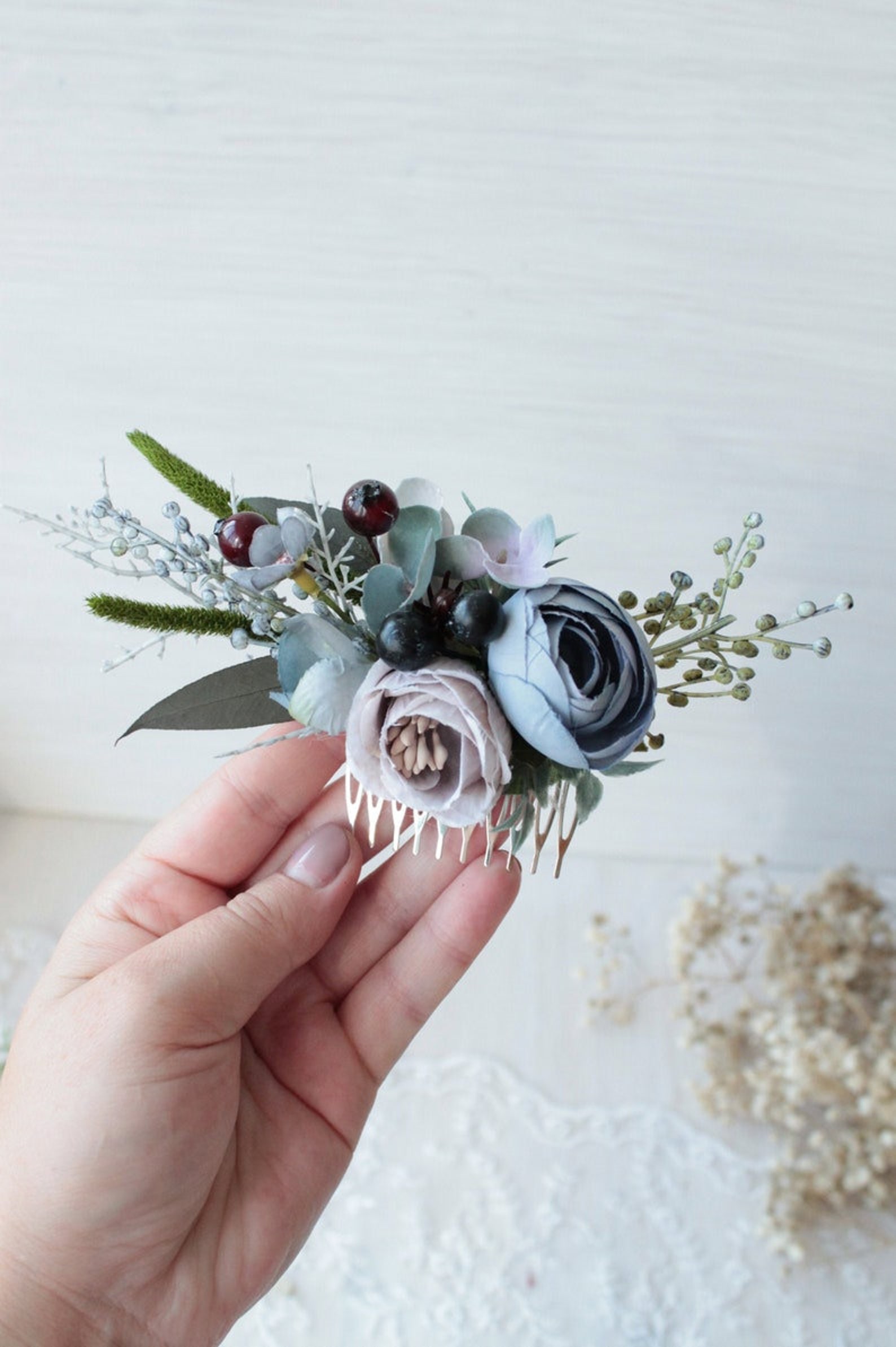Winter Flower Comb Christmas Photoshoot Winter Wedding - Etsy