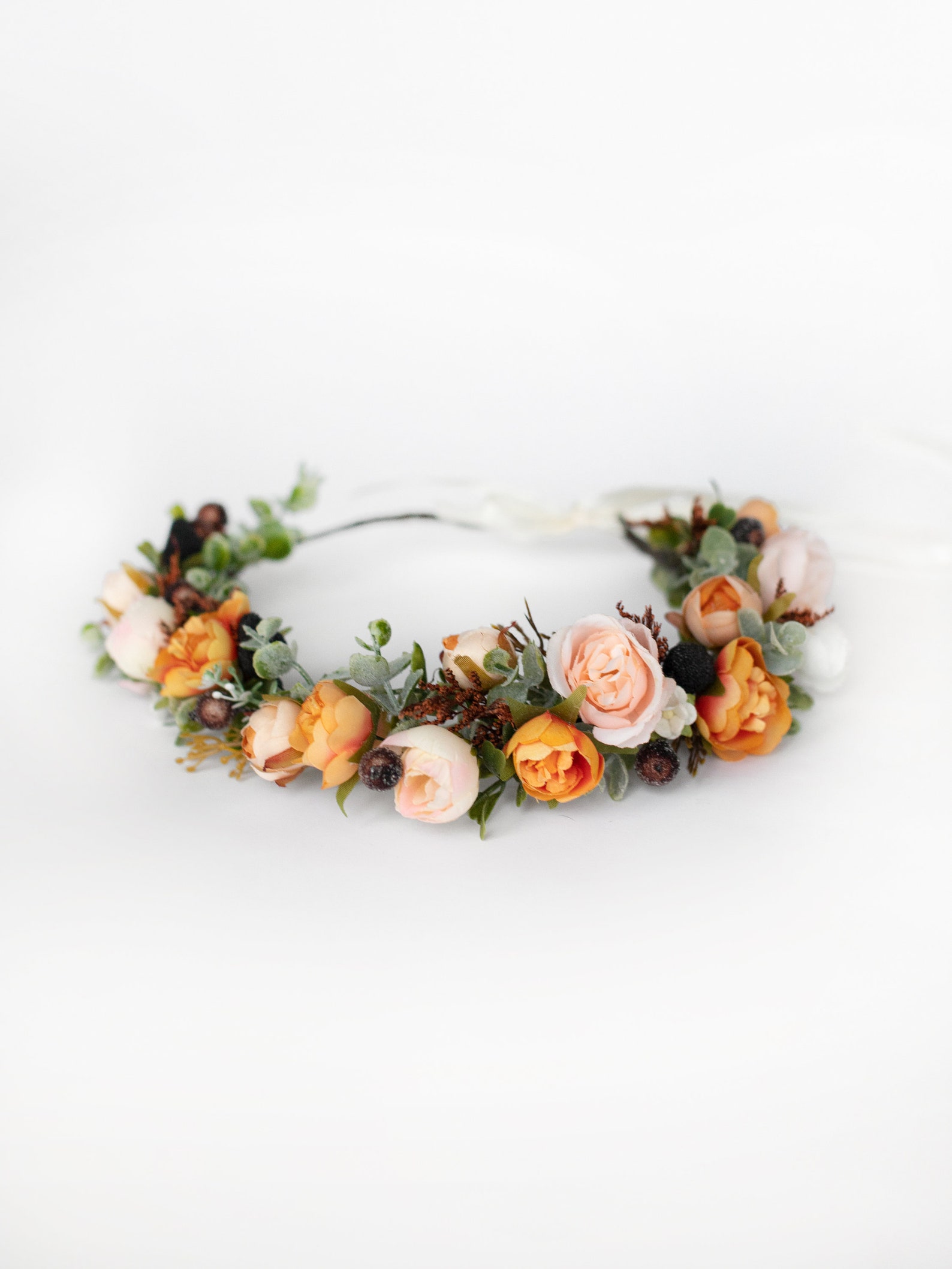 Bridal Flower Crown, Flower Girl Crown, Orange Flower Crown, Floral ...