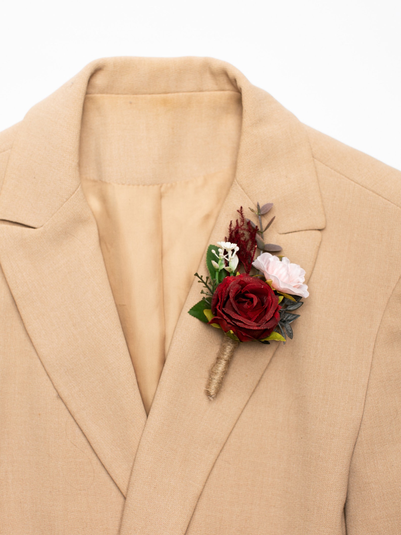Groom's Boutonniere, Burgundy Flower Buttonhole, Men's Floral ...