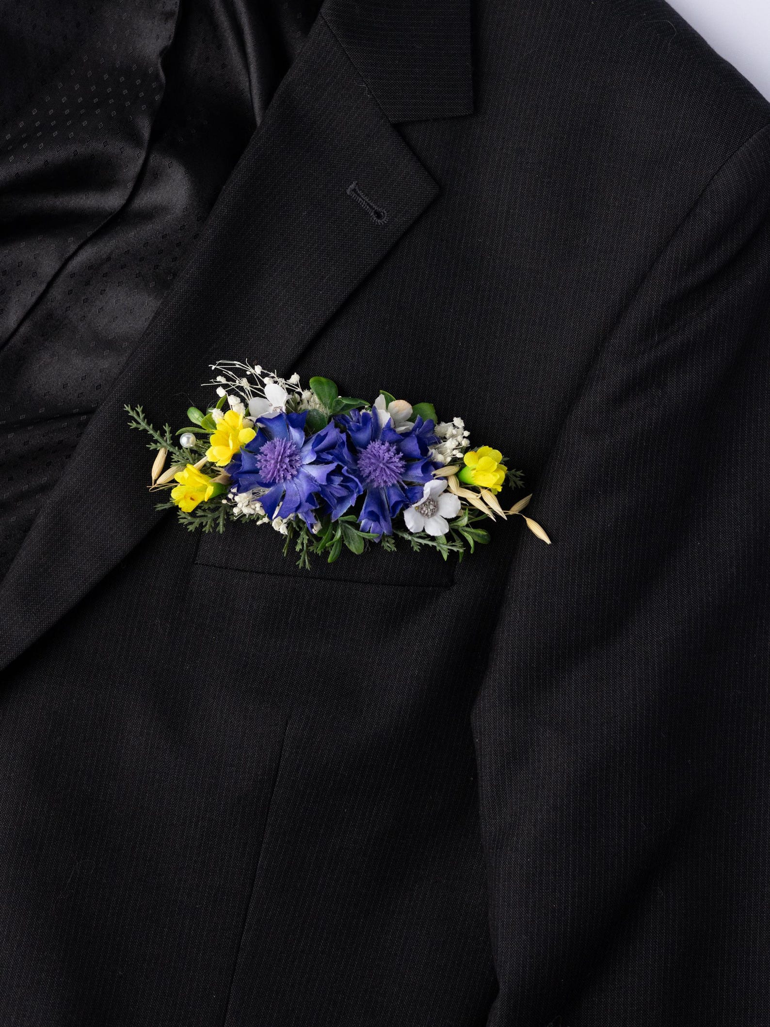 Mens Pocket Boutonniere, Buttonhole Pocket Sunflower Square, Blue Groom ...